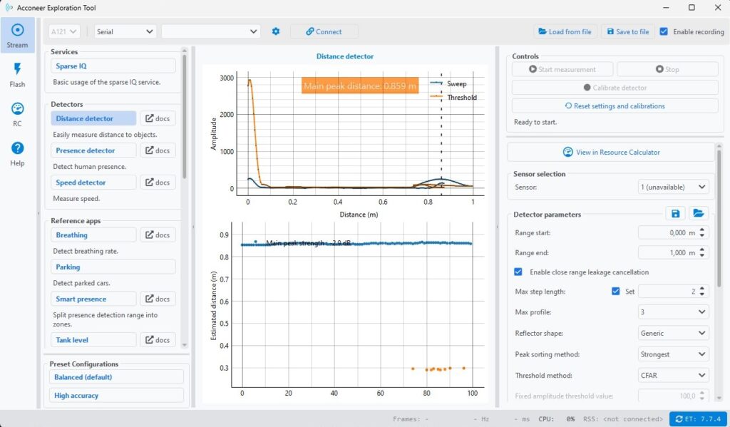 Exploration Tool - Acconeer Developer
